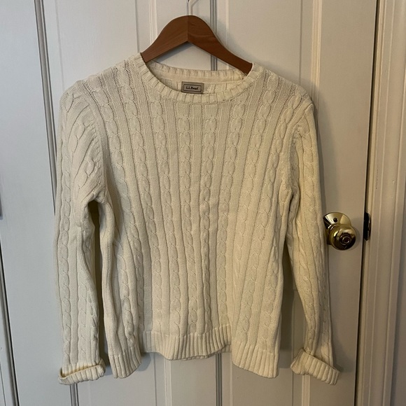 L.L. Bean | Sweaters | Ll Bean White Cotton Cable Knit Sweater | Poshmark